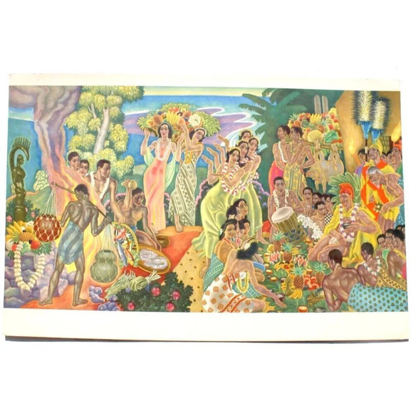 Art | 1951 Eugene Savage Matson Lines Ss Lurline Hawaiian Island Feast ...